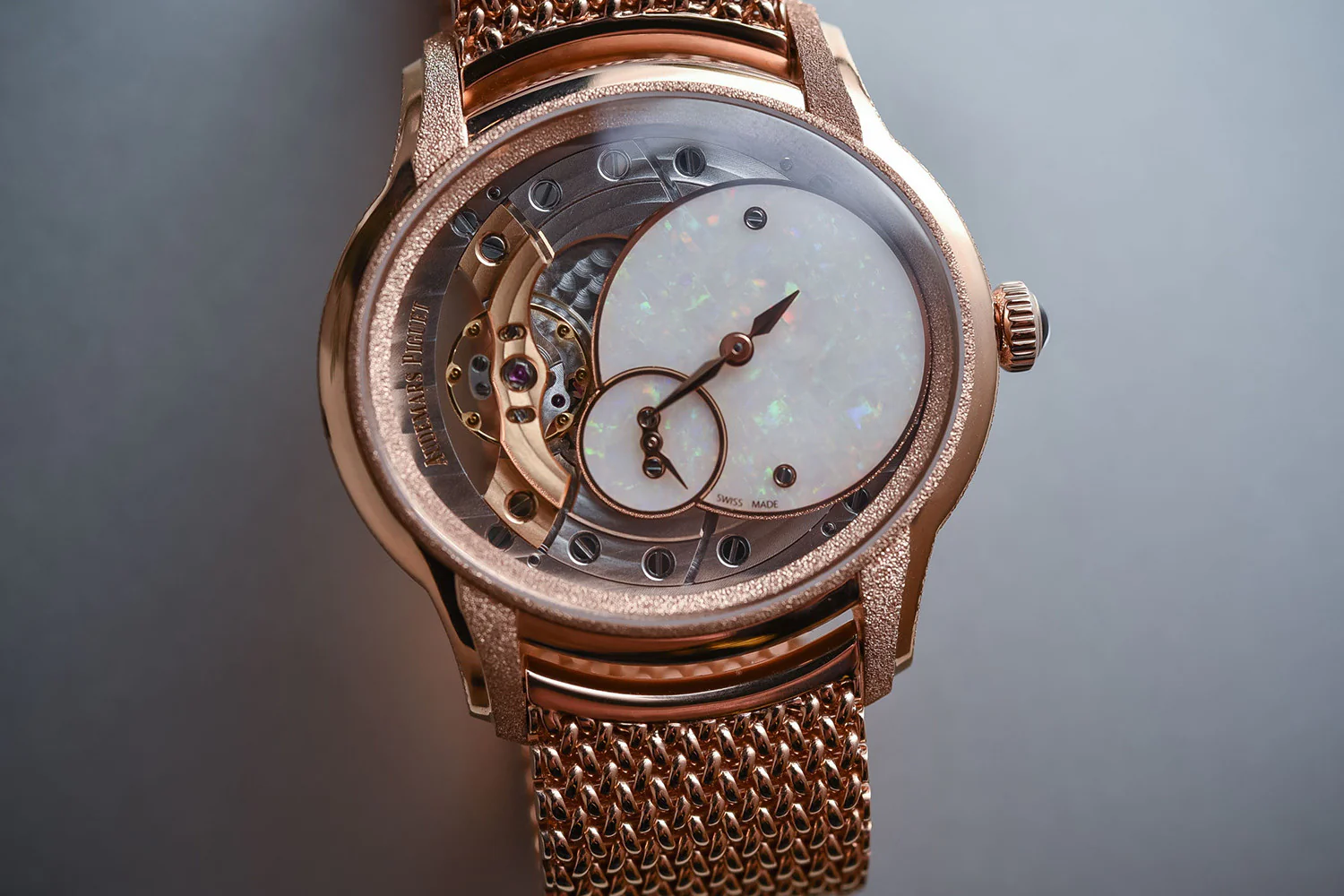 Audemars Piguet Millenary Frosted Gold Opal Dial. PandaTells.com